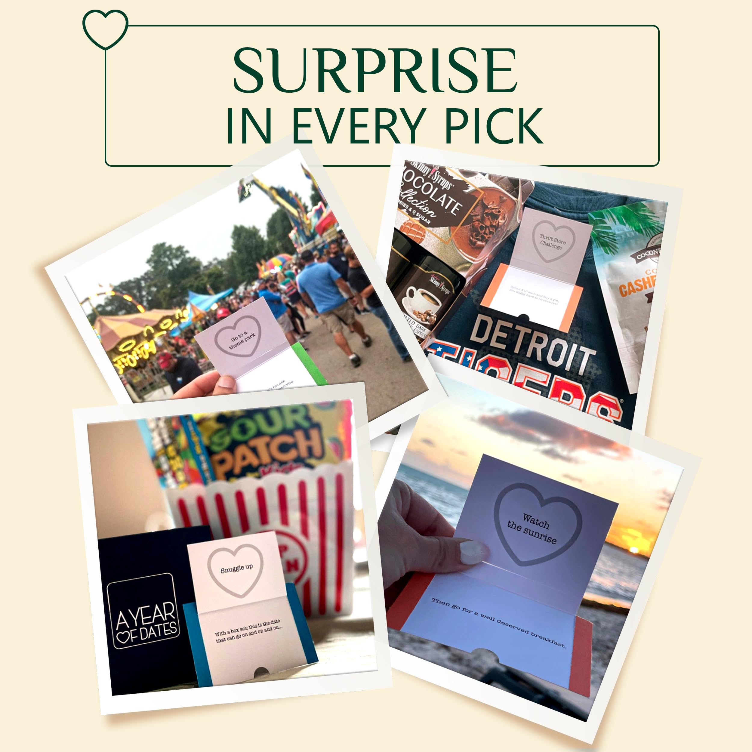 A Year Of Dates: Surprise Edition - Christmas gift. A Date Night Box with Sealed Date Ideas, Perfect Paper Wedding Anniversary present. Couple Date Night Ideas