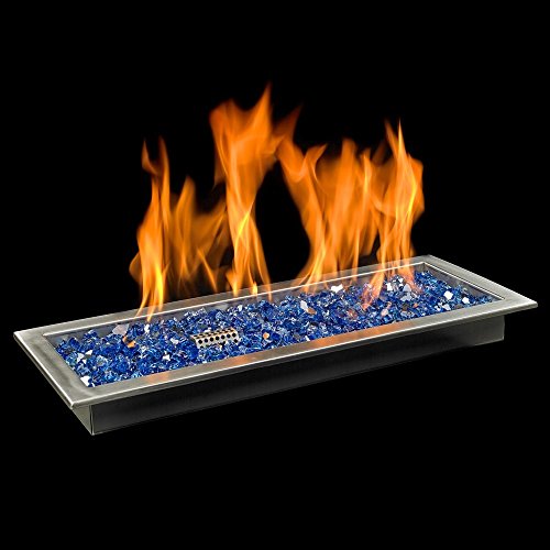 24" x 8" Stainless Steel Rectangular Drop-in Fire Pit Pan With Electric Ignition System kit, CSA Certified, Propane Version