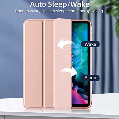 Cousper Case Compatible with iPad Pro 11 Inch 4th Generation 2022 / 3rd Gen 2021 with Pencil Holder, Slim Protective Smart Cover for 11 Inch iPad Pro, 2 Stand Modes for Viewing and Typing, Rose Pink