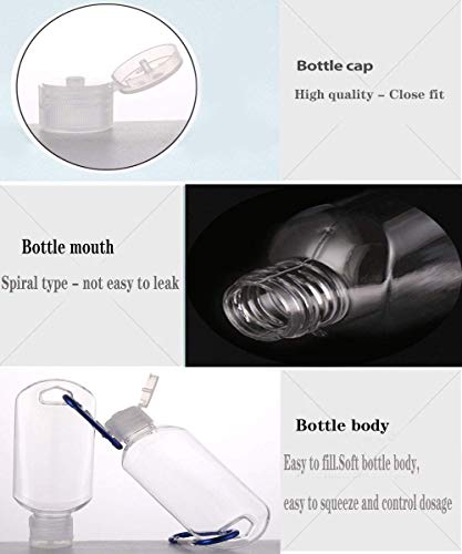 XITENBAO Travel Bottles with Keychain, 2oz/50ml Portable Plastic Travel Bottles - Leakproof Squeeze Bottles with Flip Cap - Empty Refillable Containers for Conditioner Body Wash Liquid etc