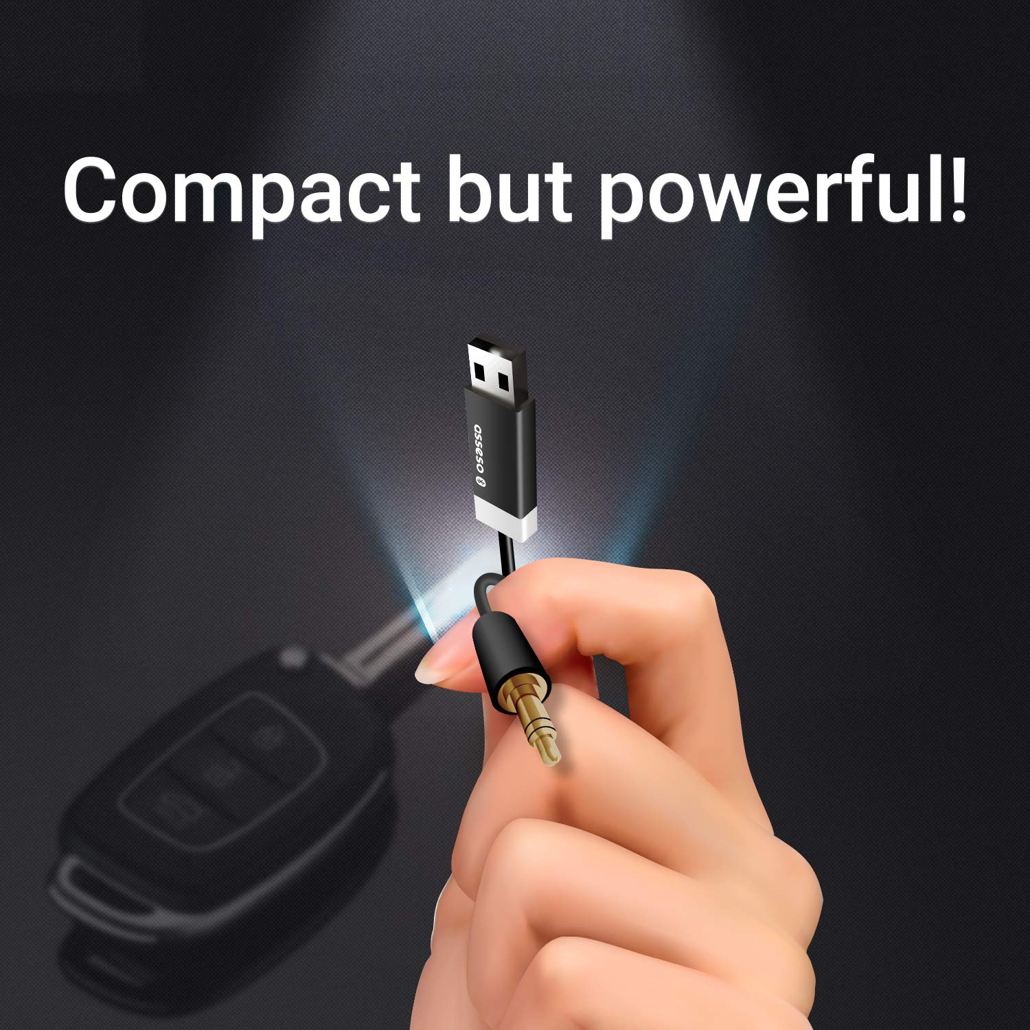 Asseso BR1 Bluetooth Car Receiver β Compact 3.5mm Aux Adapter for Wirelessly Streaming Music with Car/Home Sound Stereo β Bluetooth 4.2; No Charging; Connects Automatically