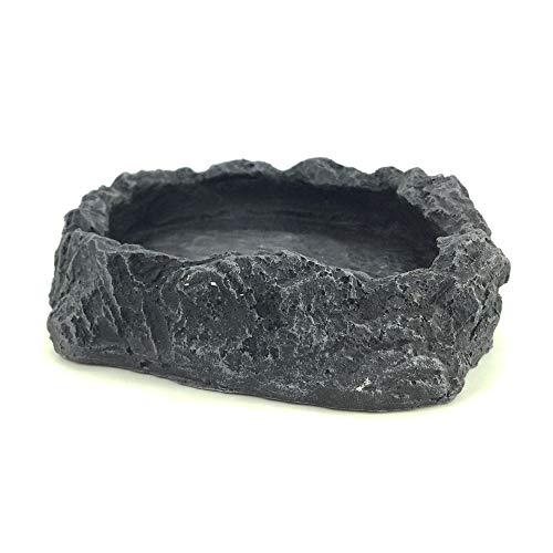 Shelltech Reptile Water Dish Food BowlTerrarium Bowl for Tortoise Frog Snake Gecko Lizard Spider Chameleon Scorpion (5.7" L x 4.7"W x 1.3" H)