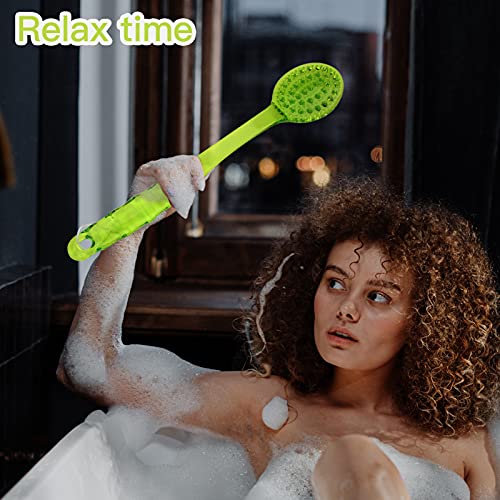 YEEPSYS Bath Brush with Bristles 1 PC Long Handle for Exfoliating Back, Body, and Feet, Bath and Shower Scrubber