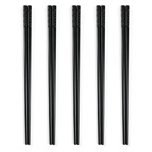 5 Pairs of Fiberglass Chopsticks, 9.5 Inch Reusable Chopsticks, Dishwasher Safe Non-slip Korean Chopsticks for Food…