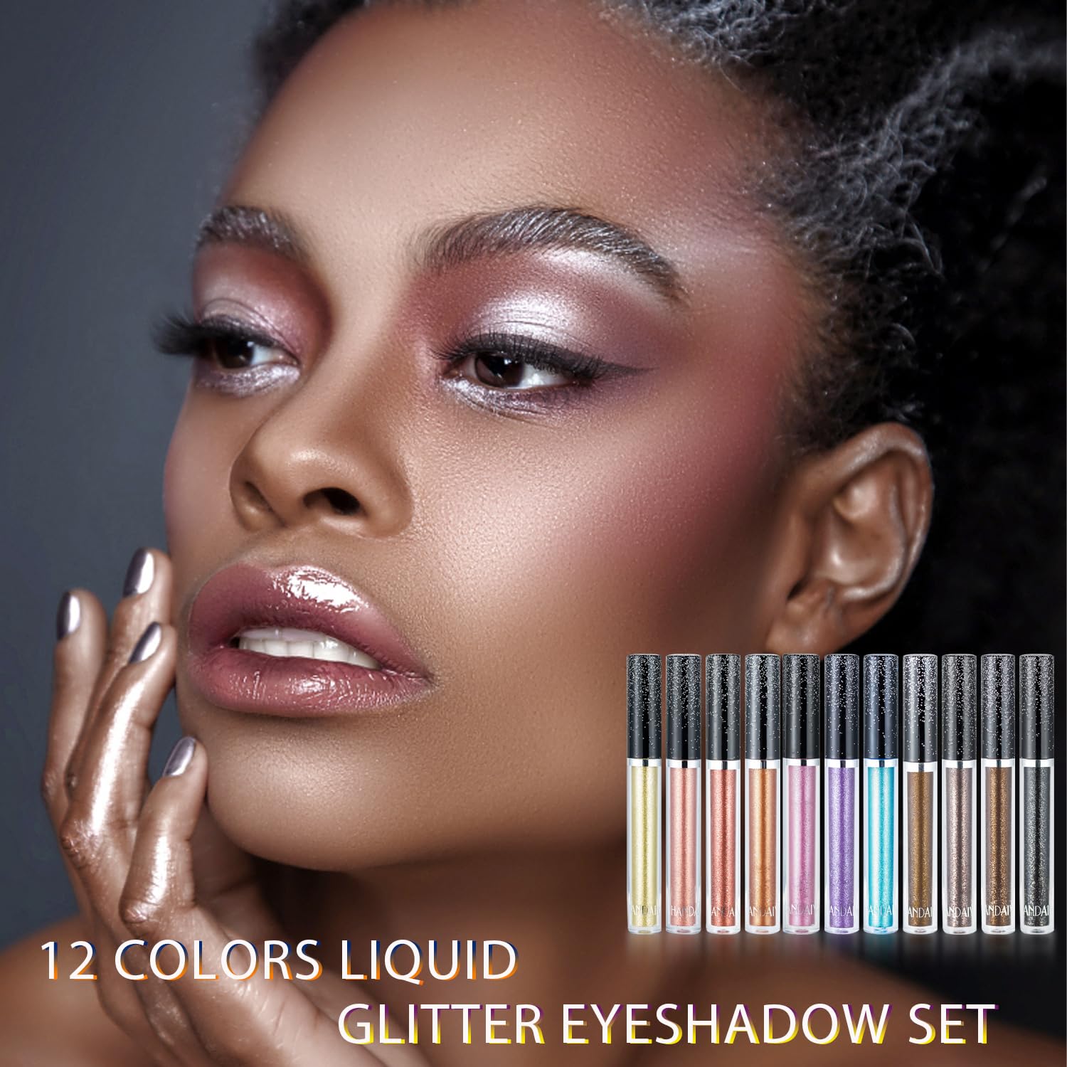 12 Colorful Liquid Glitter Eyeshadow Set, Multi-dimensional Metallic Shimmer Liquid Eyeshadow, Sparkling Smokey Eye Shadow, Smooth Quick Drying Long Lasting Liquid Glitter EyeShadow Eyeliner Set