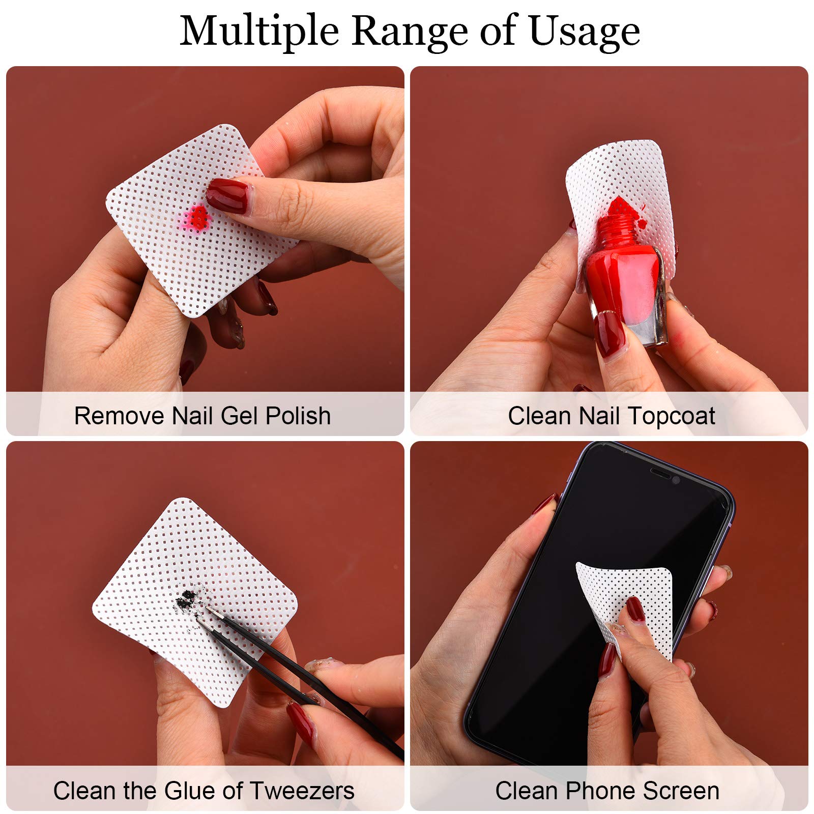 800 Pieces Eyelash Extension Glue Wipes Non-woven Fabric Glue Wipes Absorbent Nail Polish Remover Wipes Lash Supplies Accessories Tools for Eyelash Extension Glue and Nail Polish Bottle