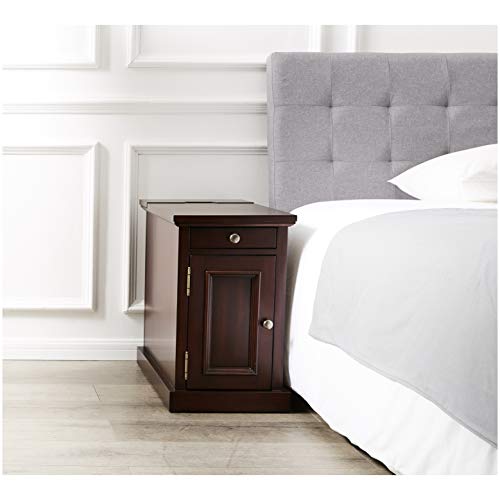 Ball & Cast Traditional End Table with Charging Station Chair Side Table with Charging Outlets and USB Ports, Sable Brown