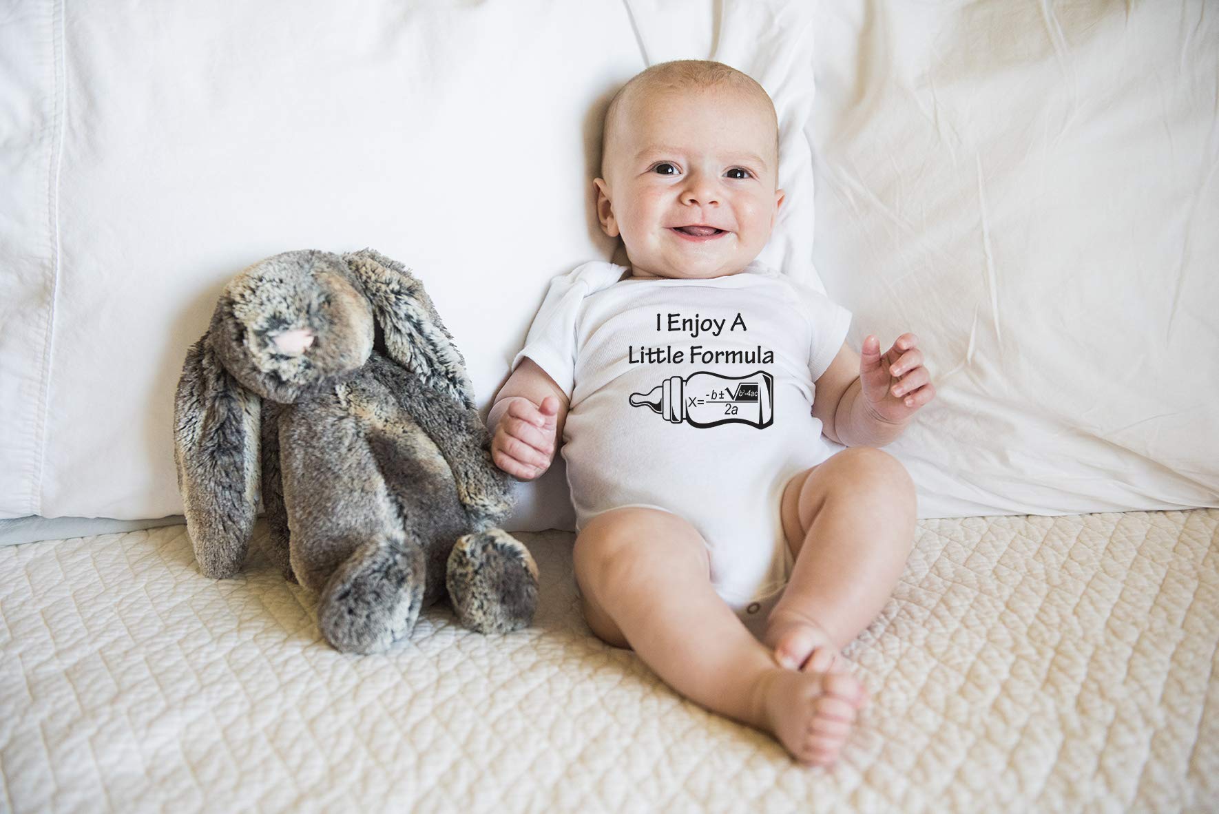 I Enjoy A Little Formula - Funny Baby Essentials Bodysuit - Baby Boy Romper Newborn Girl Clothes (6 Months, White)