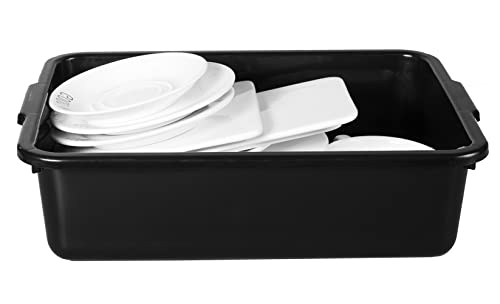 4-Pack Commercial Bus Tubs 8 Litre, Black Plastic Bus Box/Tote, Bus Wash Dish Basin Pans