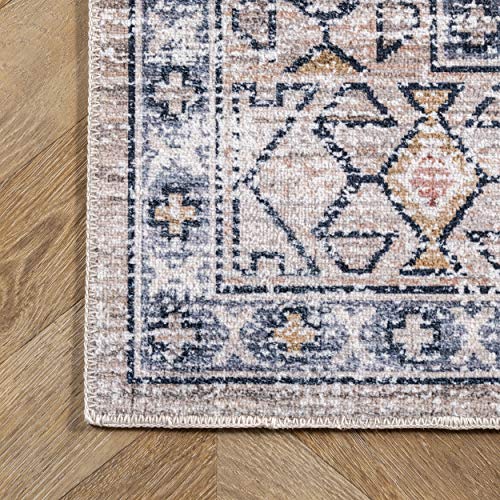 nuLOOM Mae Machine Washable Tribal Motif Runner Rug, 2' 6" x 8', Peach