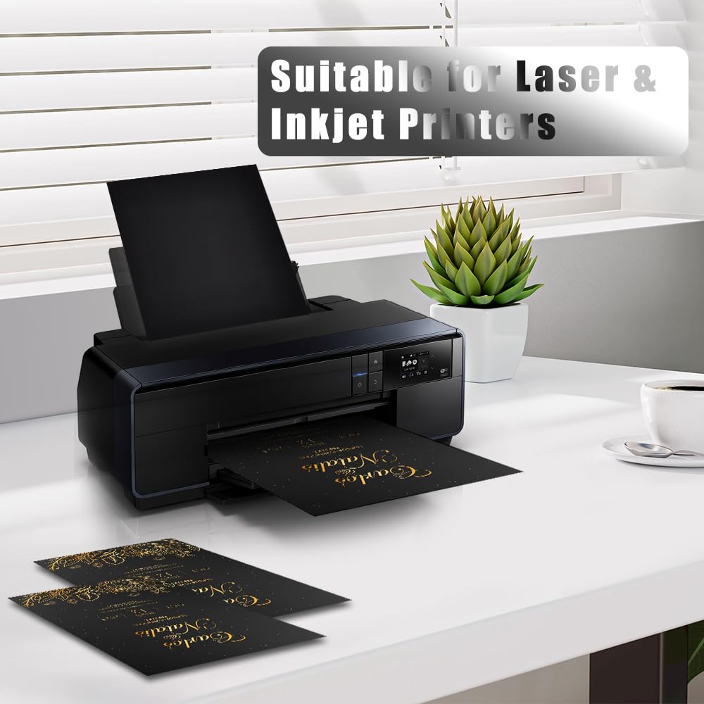30 Sheets Black Cardstock, 8.5 x 11 Card Stock, 92lb/250gsm Thick Cover Stock, Heavyweight Printer Paper for Invitations, Scrapbooking, Crafting, DIY Projects, Decoration and Drawing
