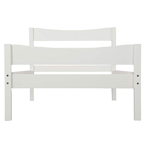 SOFTSEA Twin Size Platform Bed Frame, Wood Kid's Bed Frame with Headboard and Footboard, Mattress Foundation No Box Spring Needed (White)