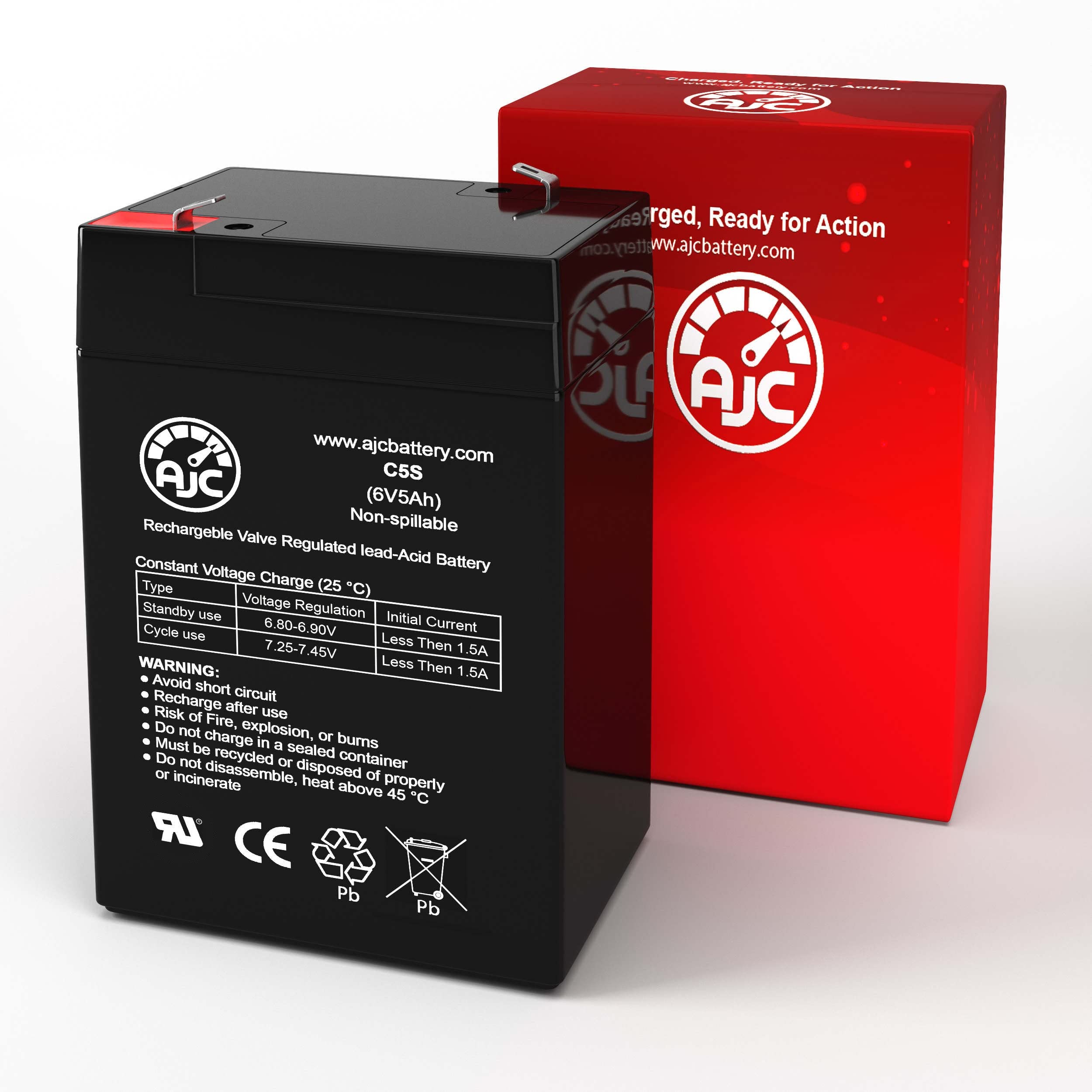 AJC Battery Compatible Battery Brand Replacement for Werker WKA6-5F 6V 5Ah Sealed Lead Acid Battery
