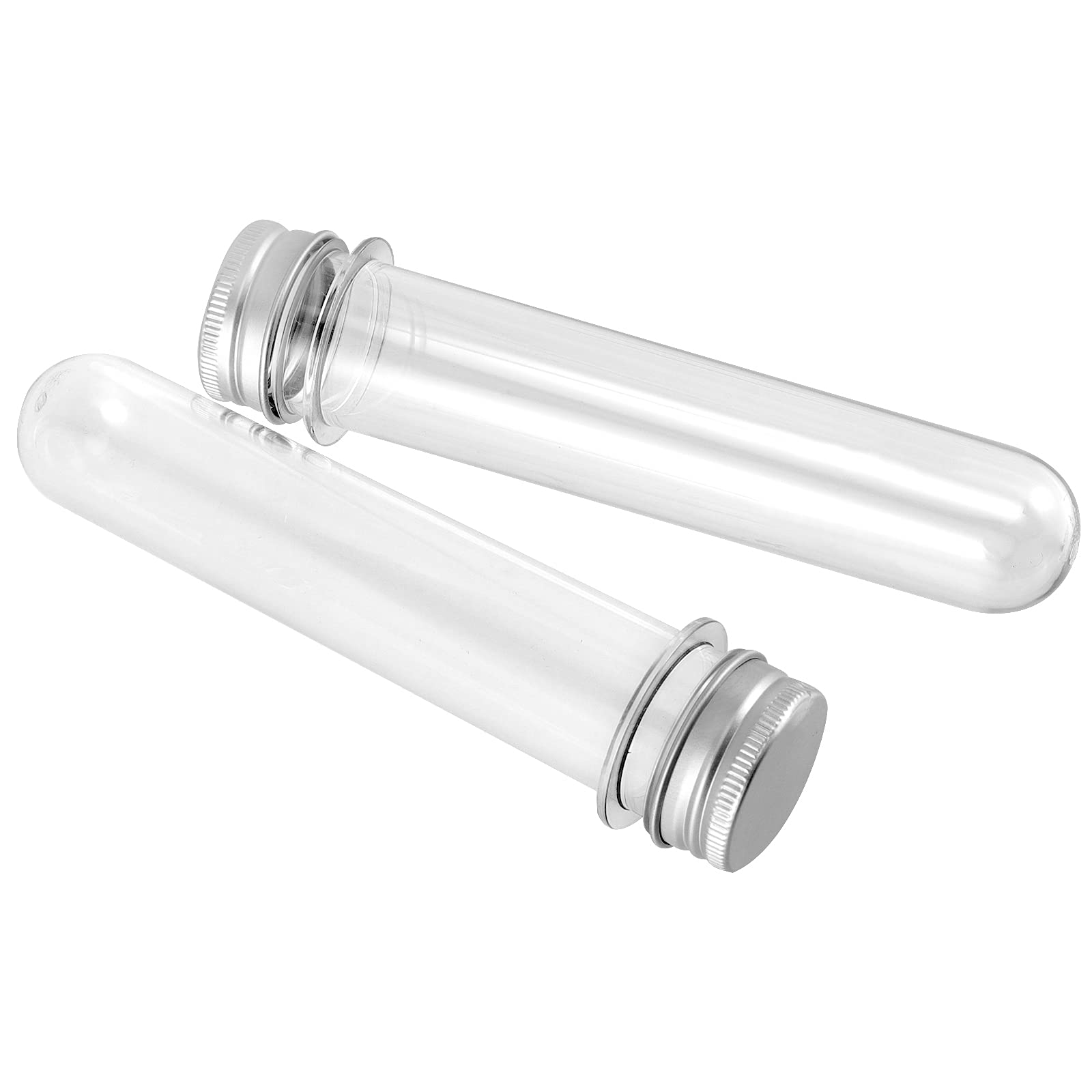 HAKZEON 50 PCS 40ml Plastic Test Tube with Caps,140 x 25 mm Clear Test Tubes with 50 Seal Protection Sheets, for Scientific Experiments, Plant Cultivation,Party Decoration, Candies Salt Container