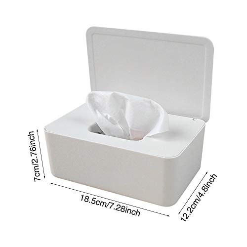 Lingtoolator Dispenser, Wet Wipes Storage Box Dustproof Tissue Box Case with Lid for Keeps Diaper Wipes Fresh, Easy Open Close Wipe Container(White)