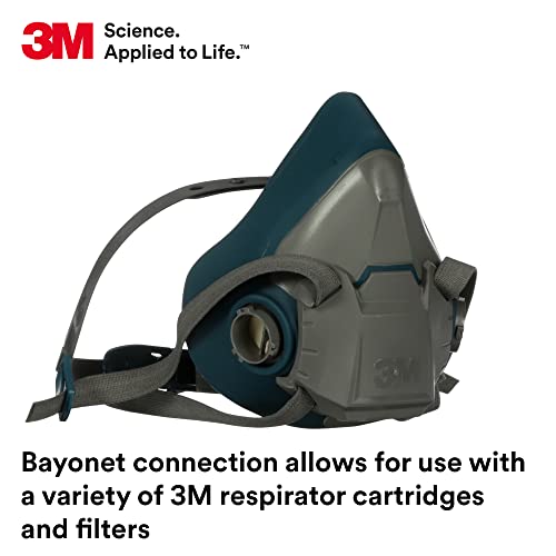 3M 051131494898 Rugged Comfort Half Facepiece Reusable Respirator 6502/49489, Cool Flow Valve, Silicone, Welding, Sanding, Cleaning, Grinding, Assembly, Machine Operations, Medium