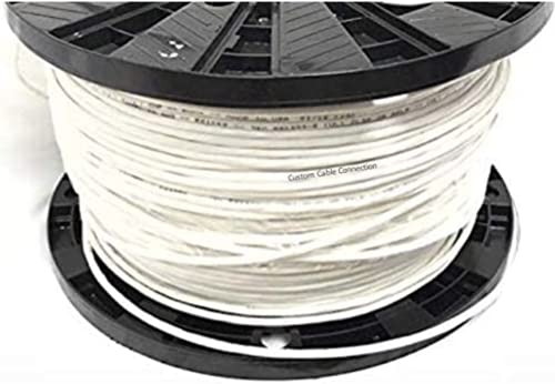 Custom Cable Connection 18 AWG 2 Conductor Stranded Shielded Plenum Cable White CL3P Jacket for Security/Alarm/Access Control/Sound - 1000 FT Spool