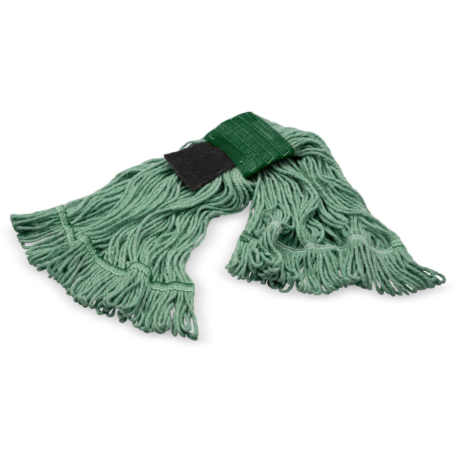 SPARTA Flo-Pac Acrylic Mop Head, Loop-Ended, Wide Band with 5" Green Band with Scrubber for Organized Cleaning, Medium, Green