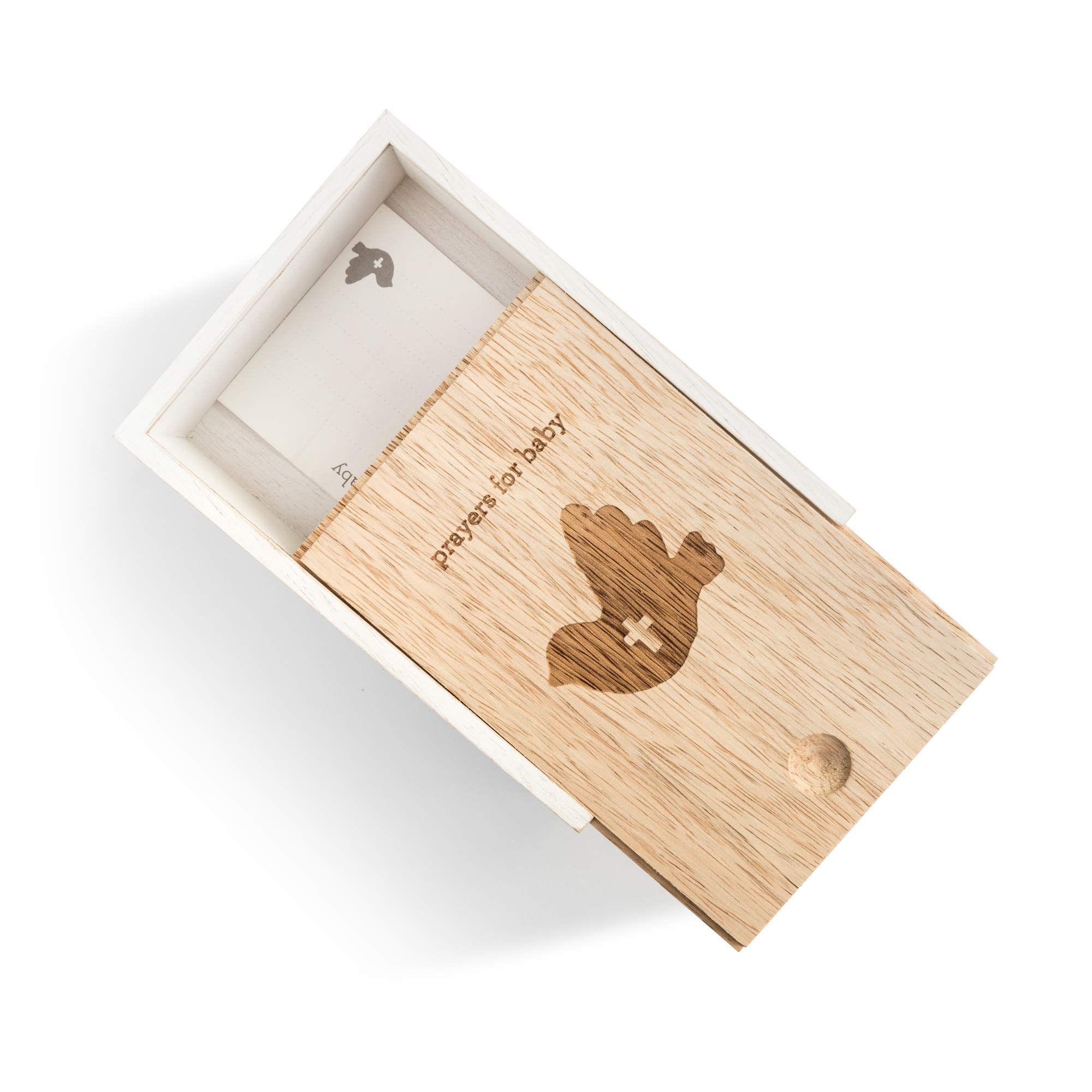 DEMDACO Prayers For Baby Natural Brown White 4.5 x 6.5 Mango Wood Decorative Keepsake Trinket Box