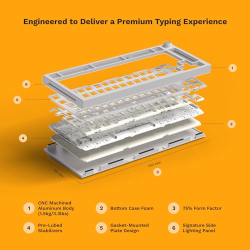 Glorious Modular Mechanical Gaming Keyboard Barebones/Pre Built/Black and White (Barebones (White))