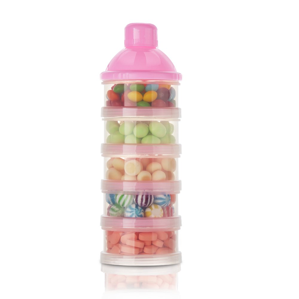 Accmor Formula Dispenser On The Go, 5 Compartments Stackable Formula Container for Travel, Baby Milk Powder Kids Snack Container, BPA Free