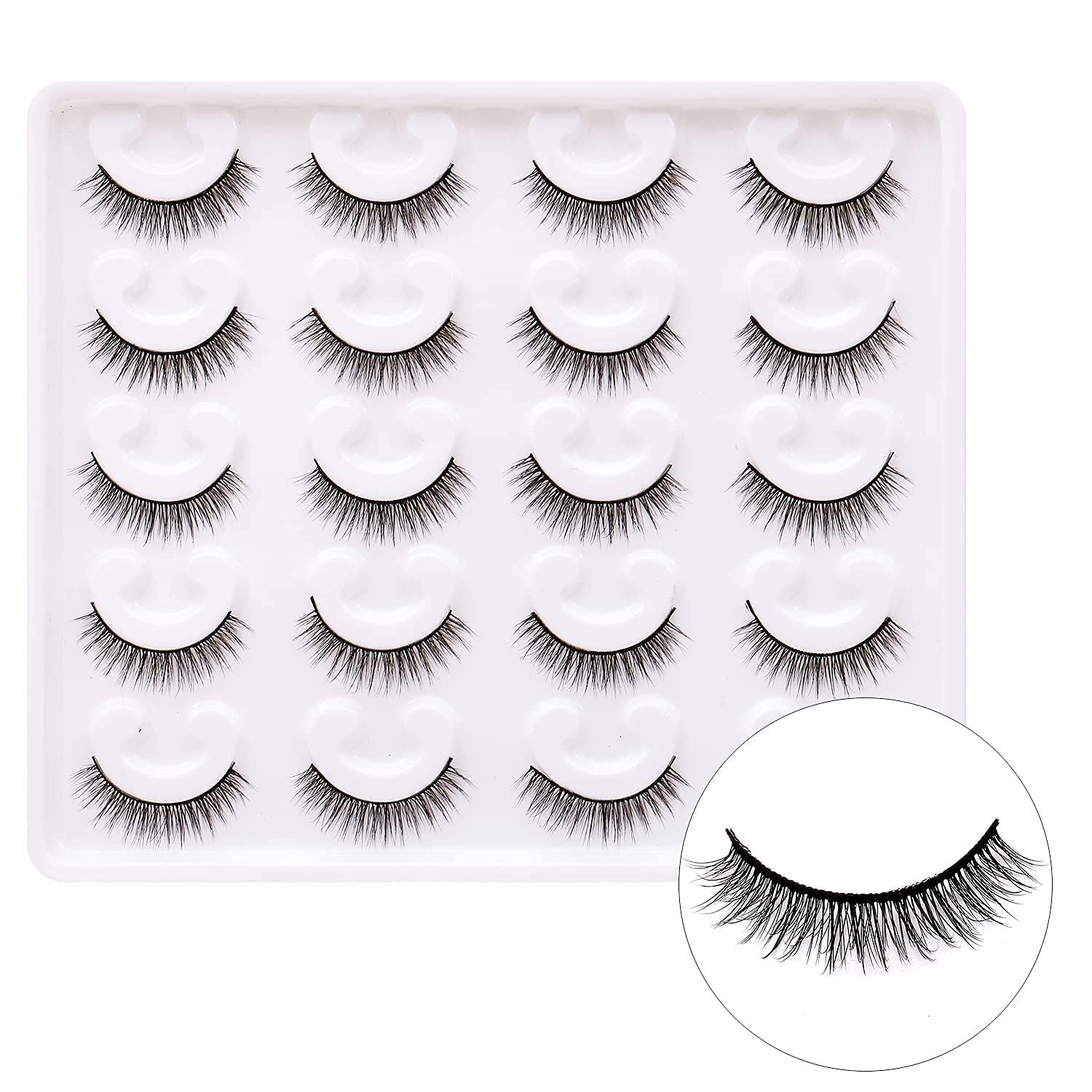 Short Eyelashes Natural Look 6D Wispy Mink Lashes 10 Pairs 100% Handmake Reusable Fake Eyelashe (Short-Natural_10pairs)