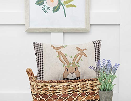 C&F Home Bunny Birds Lumber Pillow Tan 13" X 18" Spring Soft Woven Pillow with Filling for Couch Sofa Bed Chair Cotton 13 x 18 Tan