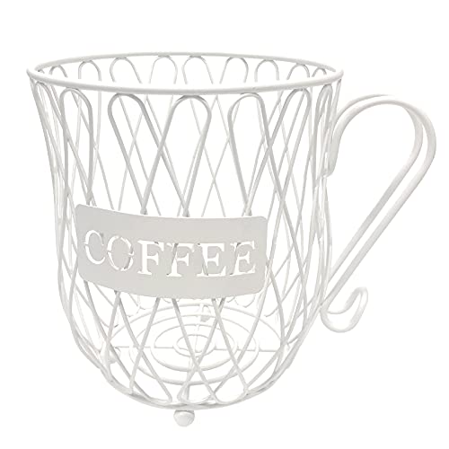 Stegodon White K Cup Holder, 50 Coffee Pod Holder, Large Capacity Kcups Pod Organizer for Coffee Bar Decor, Coffee Pod Storage Basket Accessories for Counter, Office