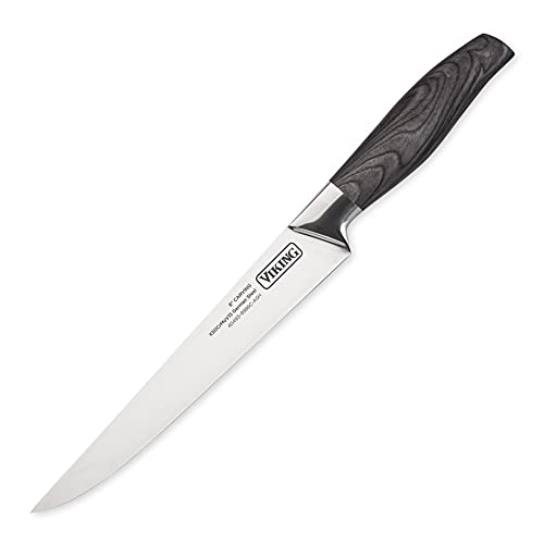 Viking Culinary German Steel Hollow Handle Cutlery Set, 6 Piece, Includes Protective Plastic Sleeve, All Essential Knife Types, Dishwasher Safe, Ash Wood Pattern Handles