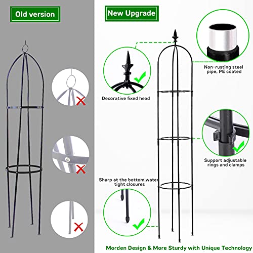 2 Pack Garden Trellis for Climbing Plants Outdoor, Rustproof Plastic Coated Metal Stake Tall Tower Obelisk Trellis for Potted Plant Support Indoor Outdoor Rose Trellis for Vegetable Vines, Lightweight