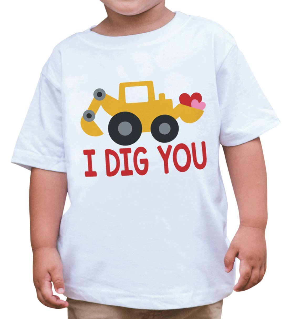 7 ate 9 Apparel Kid's I Dig You Construction Truck Valentine's Day T-shirt 3T White