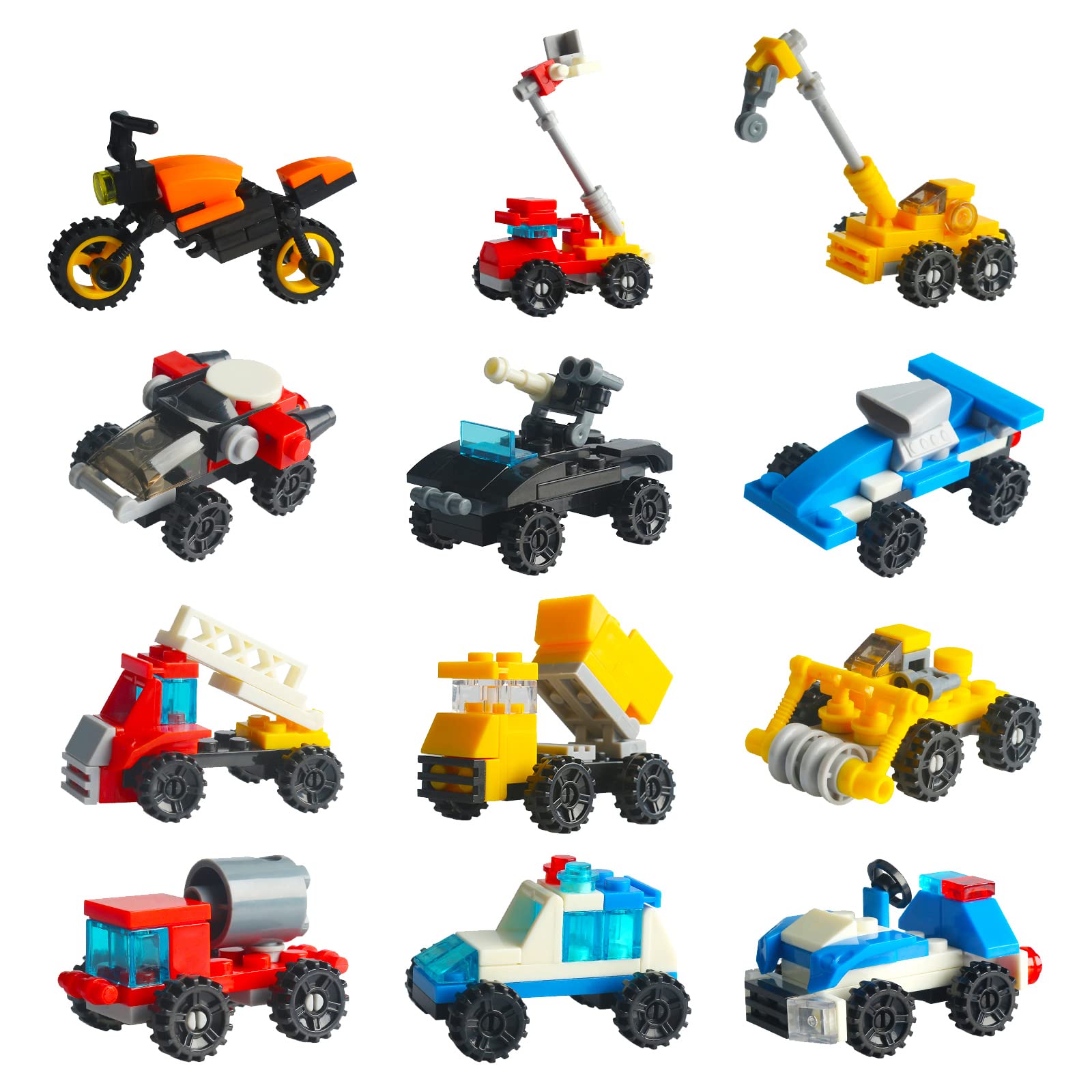 12Pcs Prefilled Easter Eggs with Car Building Blocks, Mini Construction Toys Inside, Easter Basket Stuffers Fillers for Easter Eggs Hunt Party Favors, Classroom Prize Gifts