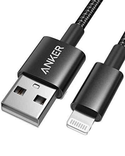 Anker 6ft Premium Double-Braided Nylon Lightning Cable, Apple MFi Certified for iPhone Chargers, iPhone X/8/8 Plus/7/7 Plus/6/6 Plus/5s, iPad Pro Air 2, and More(Black)