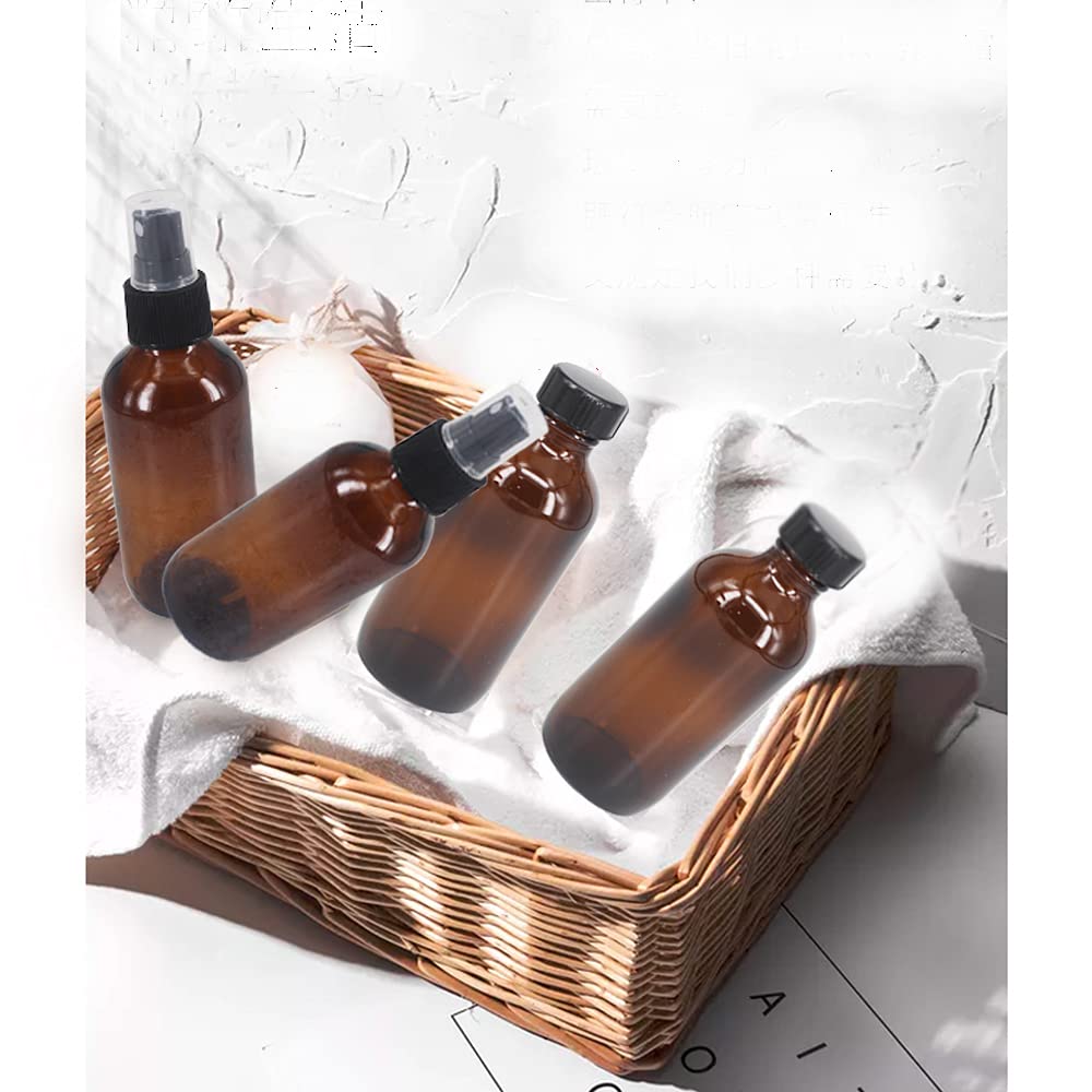 BPFY 12 Pack 4 oz Amber Glass Spray Bottles 4oz Fine Mist Spray Bottle For Essential Oils, Perfumes, Alcohol, Watering Flowers, Cosmetic Spray Bottle, Refillable Liquid Containers