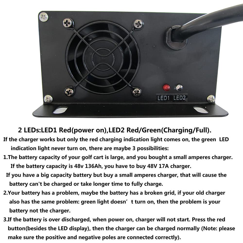 aunstarwei 48V 17A RXV Golf Cart Battery Charger for Ez-Go EZgo TXT with RXV Plug 3 Prong Connector