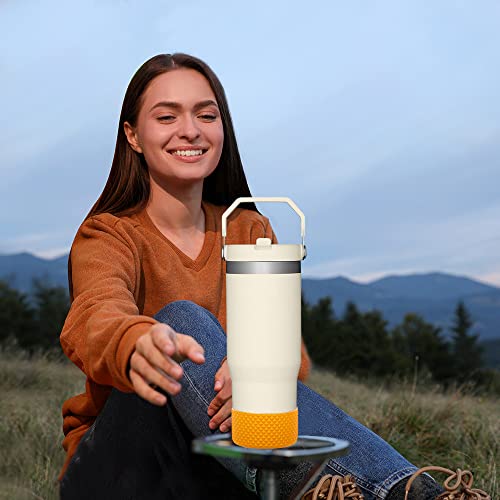 2 Pcs Tumbler Bottom Protector Boot for Stanley Quencher Adventure 40oz & Stanley IceFlow 20oz 30oz and Compatible with Hydro Flask Wide Mouth 12oz 21oz 24oz Stealth Landing (Diomond White/purple)