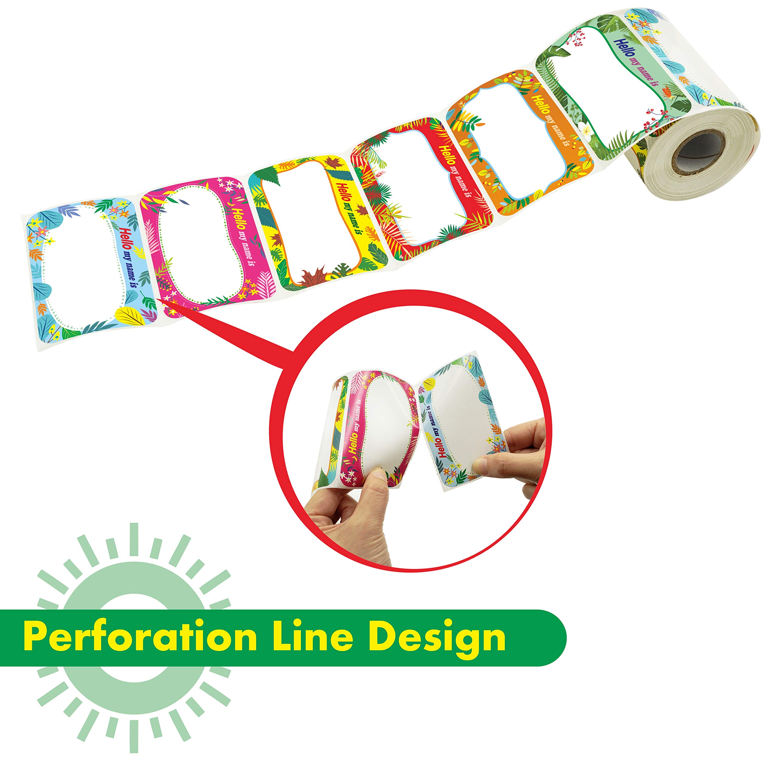 300 Pcs Name Tag Label Sticker in 6 Designs with Perforated Line for School Office Home (3.5"x2.2" Each) …