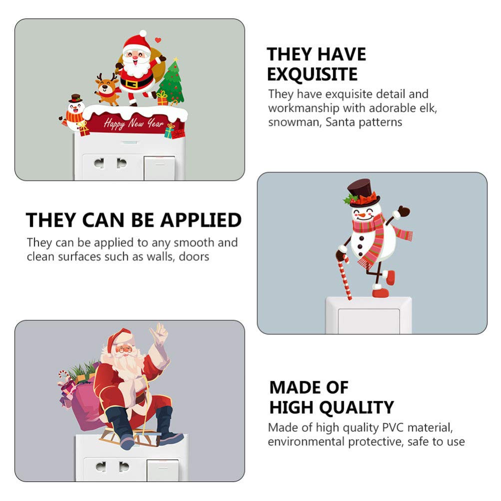 ABOOFAN Christmas Light Switch Sticker Removable Wall Decal for Christmas Home Party Decoration 4Pcs
