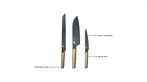 Everdure German Steel Professional Utility Knife, 6 Inch Knife with Titanium Coated Blade and Pakka Wood Handle, Perfect Kitchen Knife for Slicing Sandwiches, Cheese, Vegetables, and More