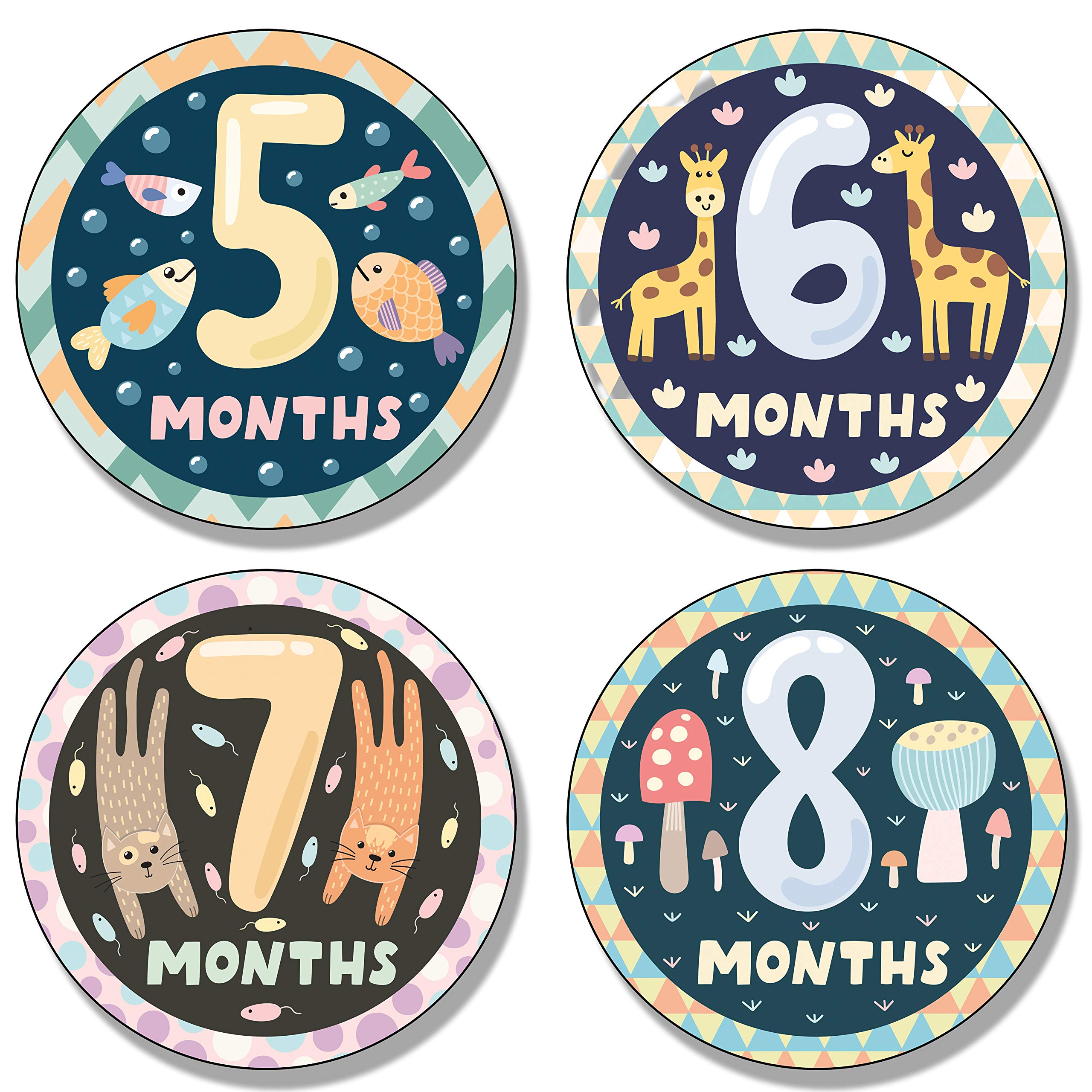 Friendly Animals Baby Monthly Stickers. 12 Large, Adorable Style Animal and Nature Designs for The First 12 Months. Ideal as a Gift for Baby Shower