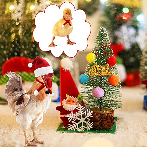 24 PCS Christmas Pet Chicken Hat with Adjustable Chin Strap,Mini Red Santa Hat and Scarf Pet Rabbit Hats with Scarf for Hamster Guinea Pig Chinchilla Hedgehog Lizard Bearded Dragon Xmas.
