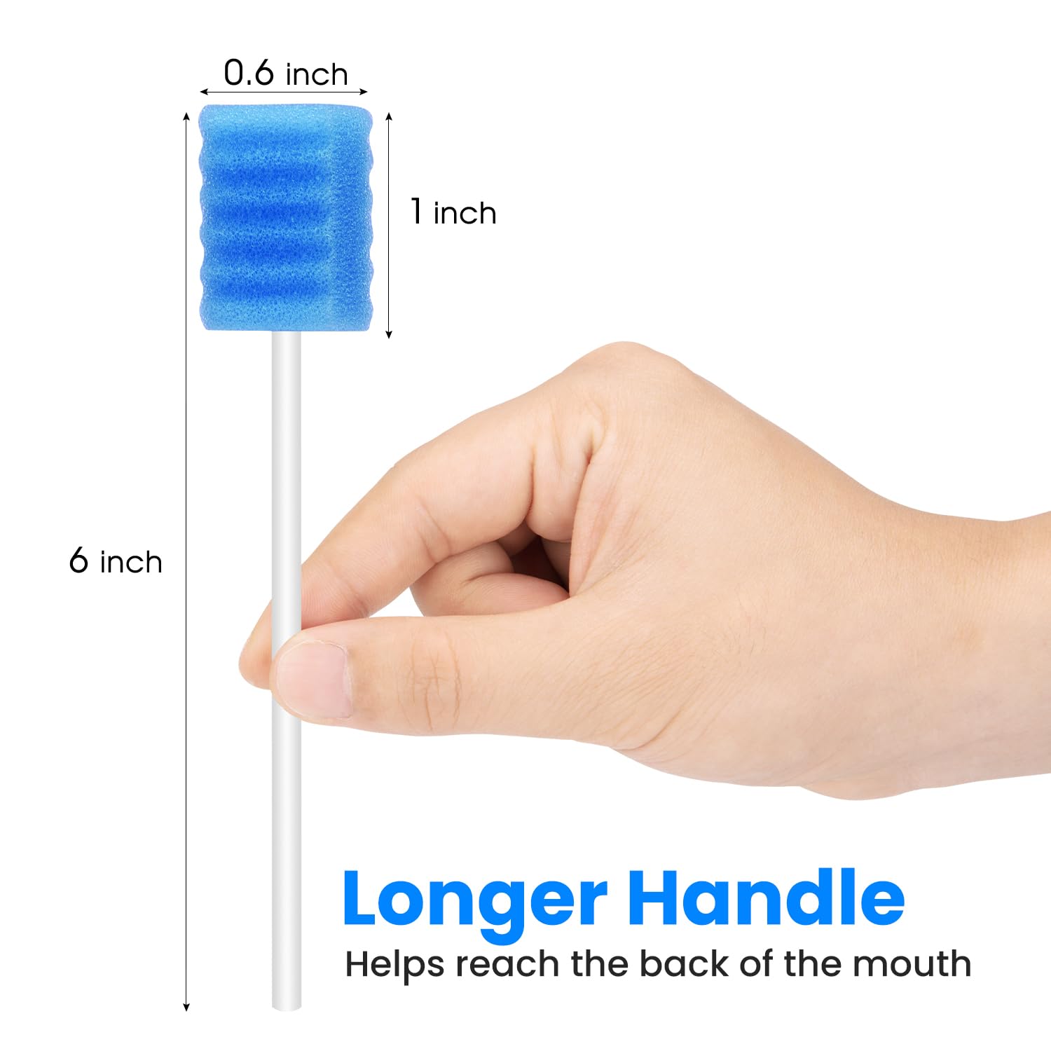 300 Pcs Oral Swabs-Unflavored & Sterile Disposable Dental Swabsticks for Mouth Cleaning- Individually Wrapped (Dental Blue)