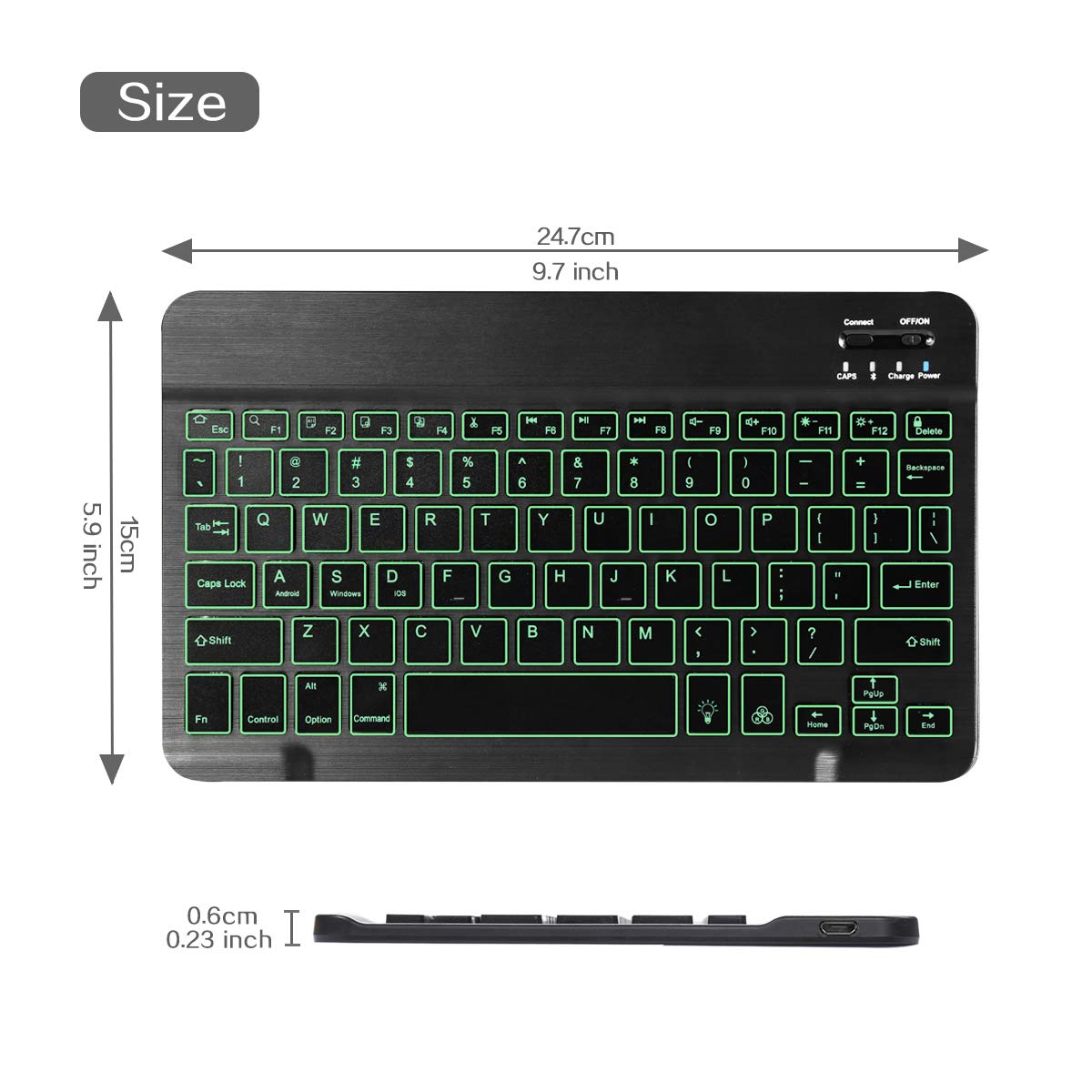 Coastacloud 7 Colors Backlit Bluetooth Keyboard for iPhone/Ipad Air/Ipad Mini/Ipad Pro, Wireless Keyboard for Samsung Galaxy Smartphone/Tab/Tablet, Easy Connected with iOS/Android/Windows