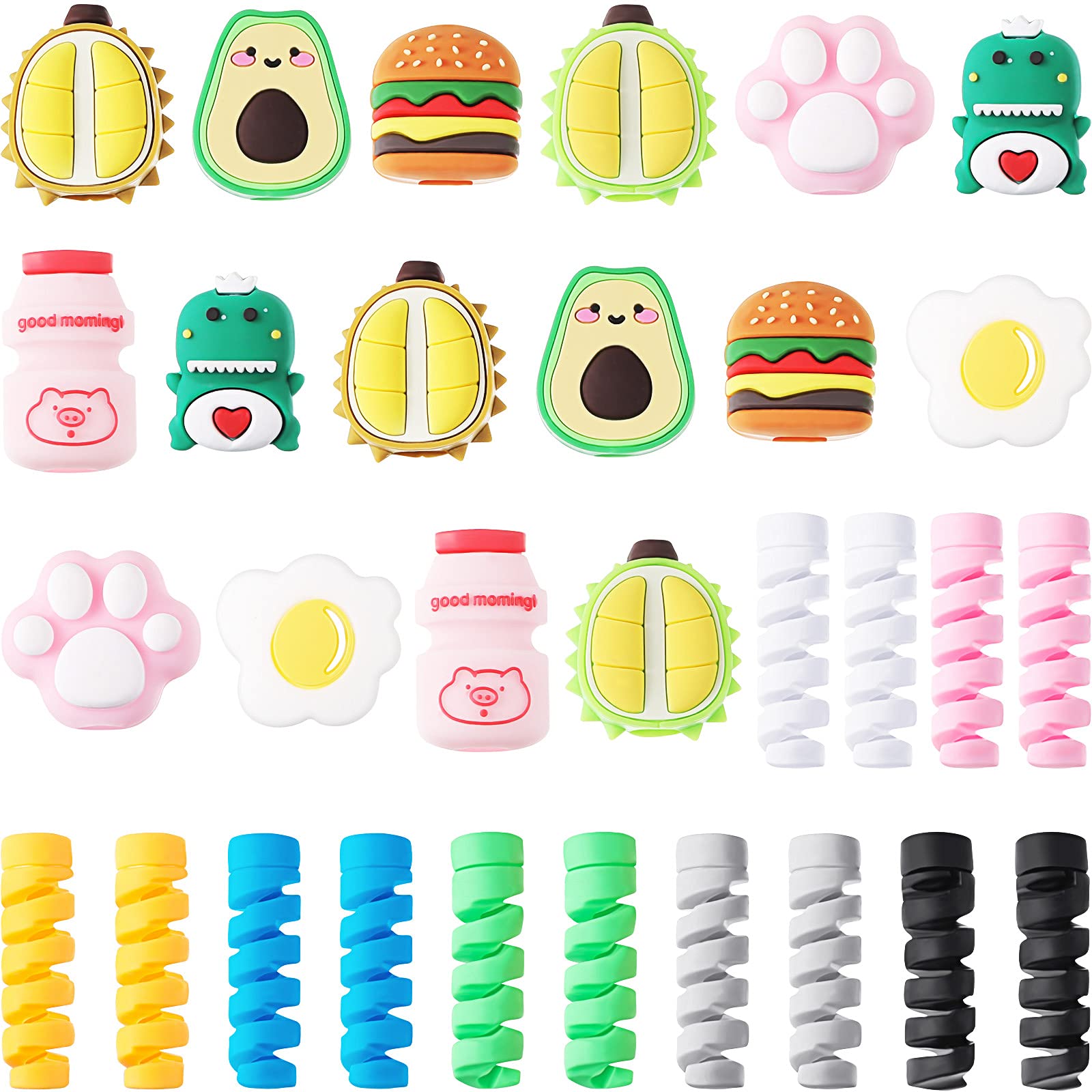 Frienda 30 Pcs Cute Cable Protector Cable Saver Animal Charging Cord Protector Cute Charging Protectors Cable Chewers Phone Protect Accessory for Cellphone Data Lines