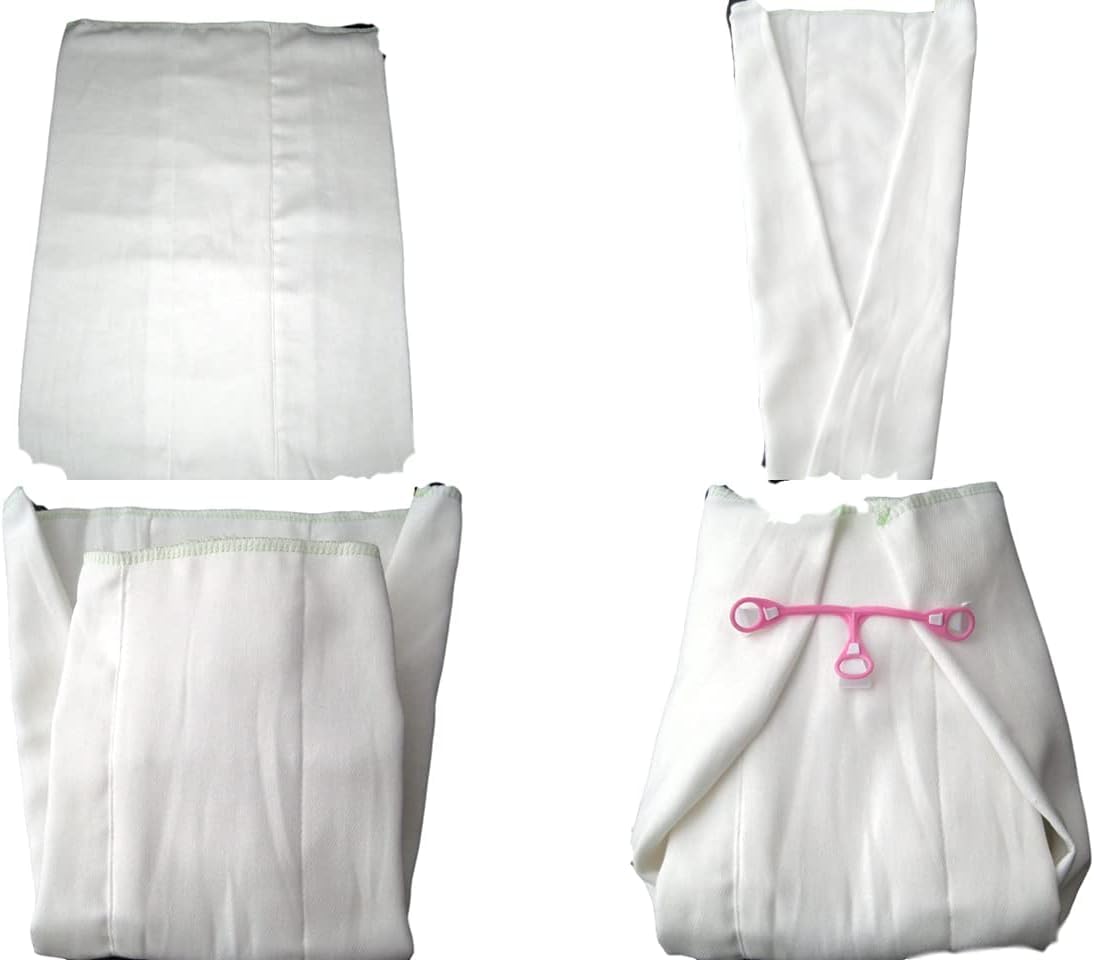 KaWaii Baby Prefold Cloth Diaper, Organic Cotton Twill, 4 x 6 x 4 ply DSQ Quality Washable & Reusable (10-36 lbs) White - 12-Count