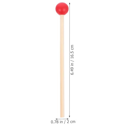 12pcs drum sticks Rubber Mallet Percussion Sticks with Wood Handle Round Head Mallet Music Accessories for Children wooden hammer Kids kids mallets (Red)