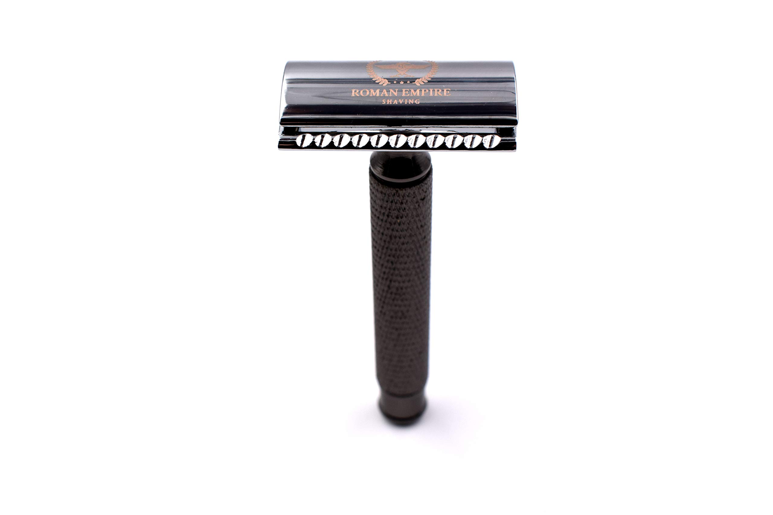Caesar Gun Metal Safety Razor by Roman Empire Shaving with Set of 20 Shaving Blades (Astra-Derby-Shark-Treet)