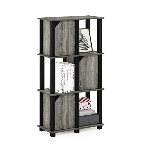 Furinno Brahms Storage Shelf, 4-Tier, French Oak Grey/Black