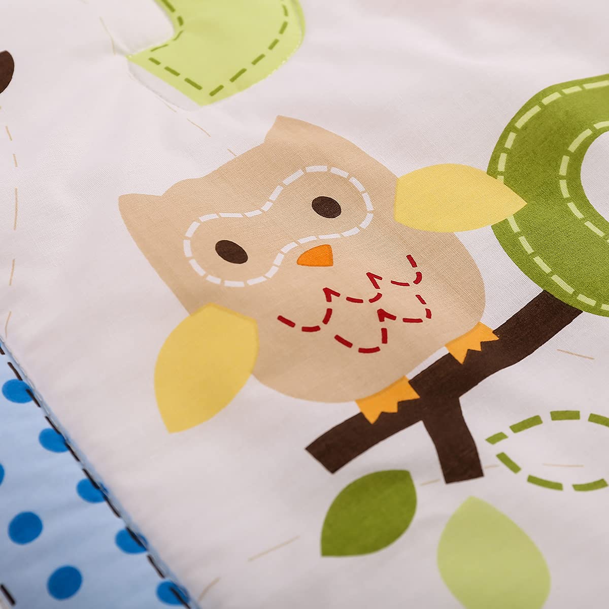 Brandream Nursery Bedding for Boys ABC Crib Bedding 3 Piece Cute Owls Elephant Whale Comforter Set, Mint Blue Grey