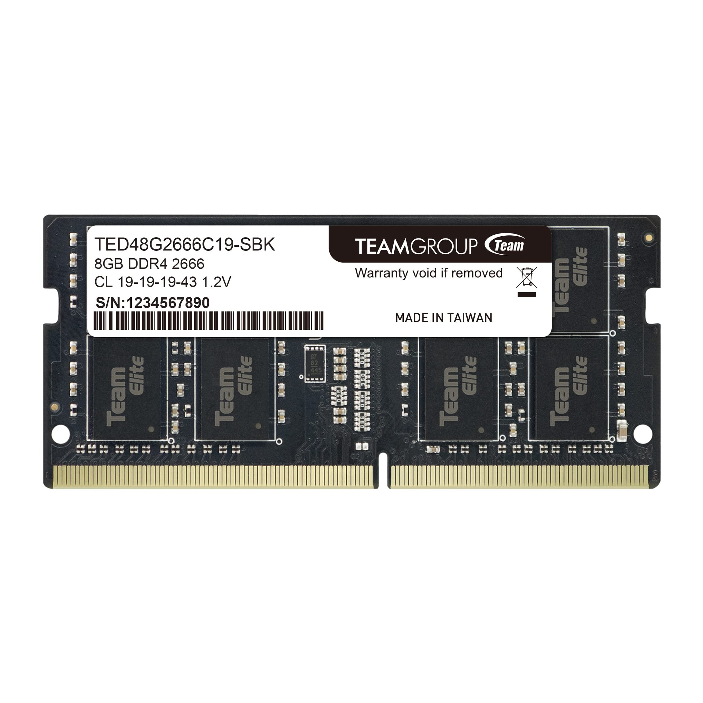 TEAMGROUP Elite DDR4 8GB Single 2666MHz PC4-21300 CL19 Unbuffered Non-ECC 1.2V SODIMM 260-Pin Laptop Notebook PC Computer Memory Module Ram Upgrade - TED48G2666C19-S01